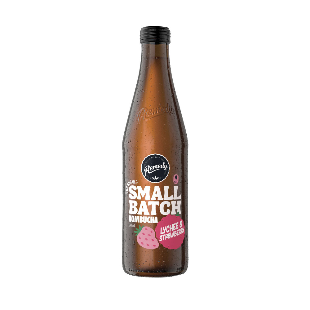 Buy Remedy Small Batch Kombucha Lychee & Strawberry 330mL | Coles