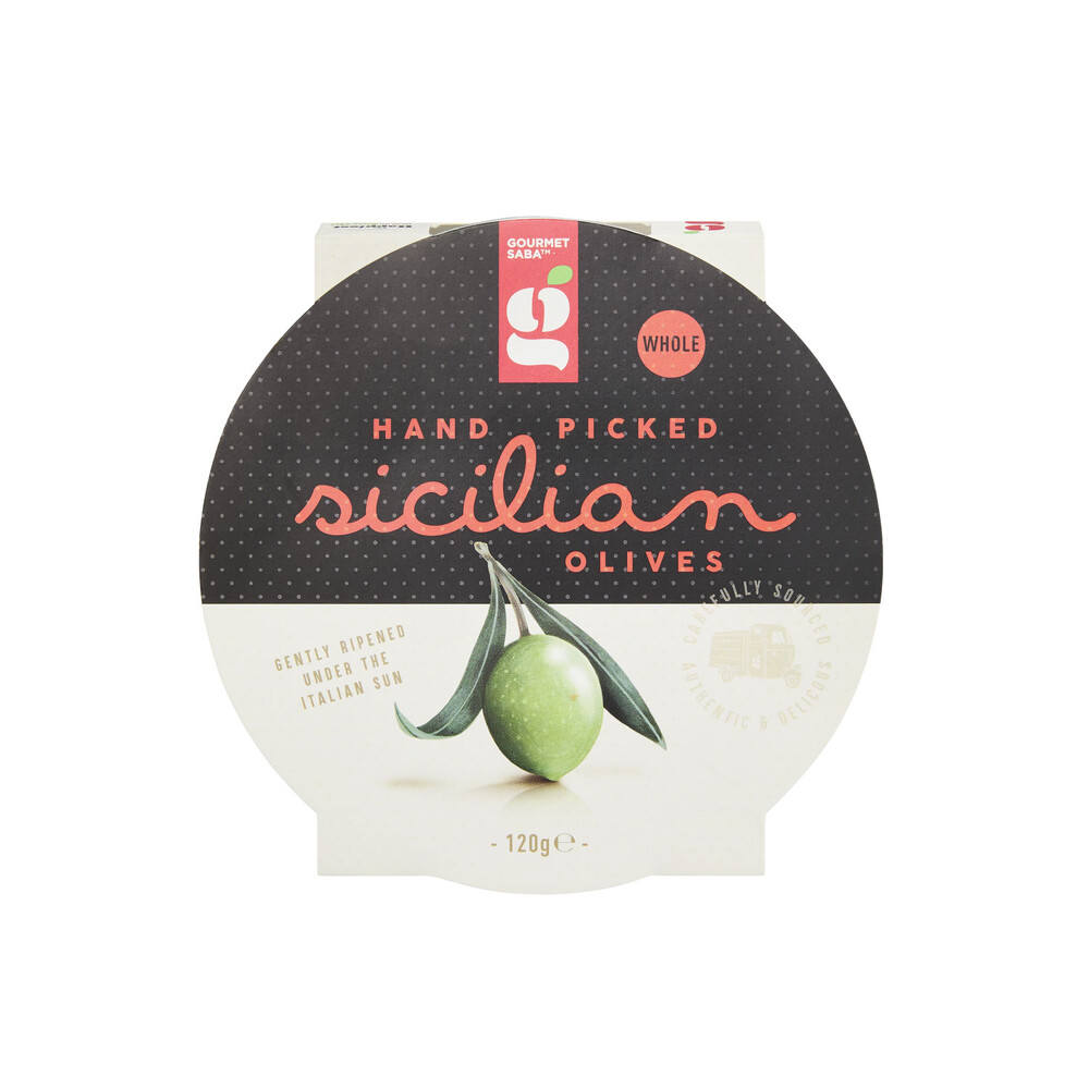 Buy Gs Green Sicilian Olives 120 GRAM | Coles