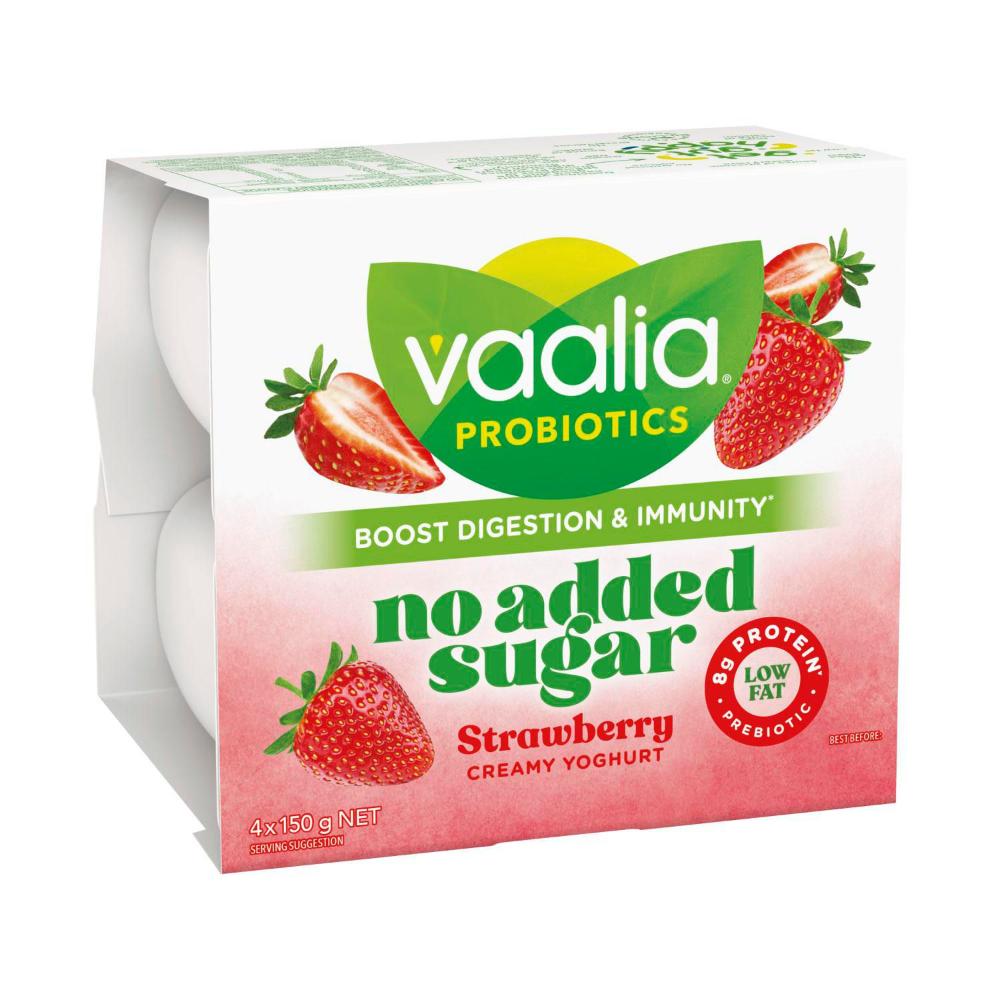 Buy Vaalia Probiotics No Added Sugar Yoghurt Strawberry 4x150g 600g | Coles