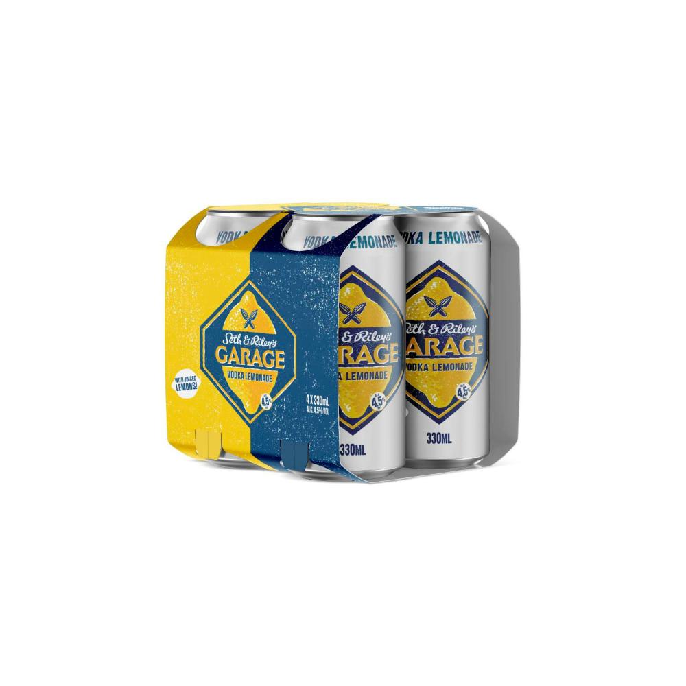 Buy Seth & Rileys Garage Vodka Lemonade Can 330ml 4 Pack | Coles
