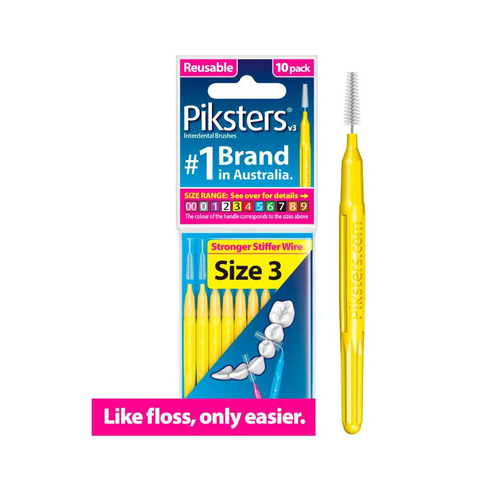 Buy Piksters Interdental Brushes Yellow Size 3 10 pack | Coles