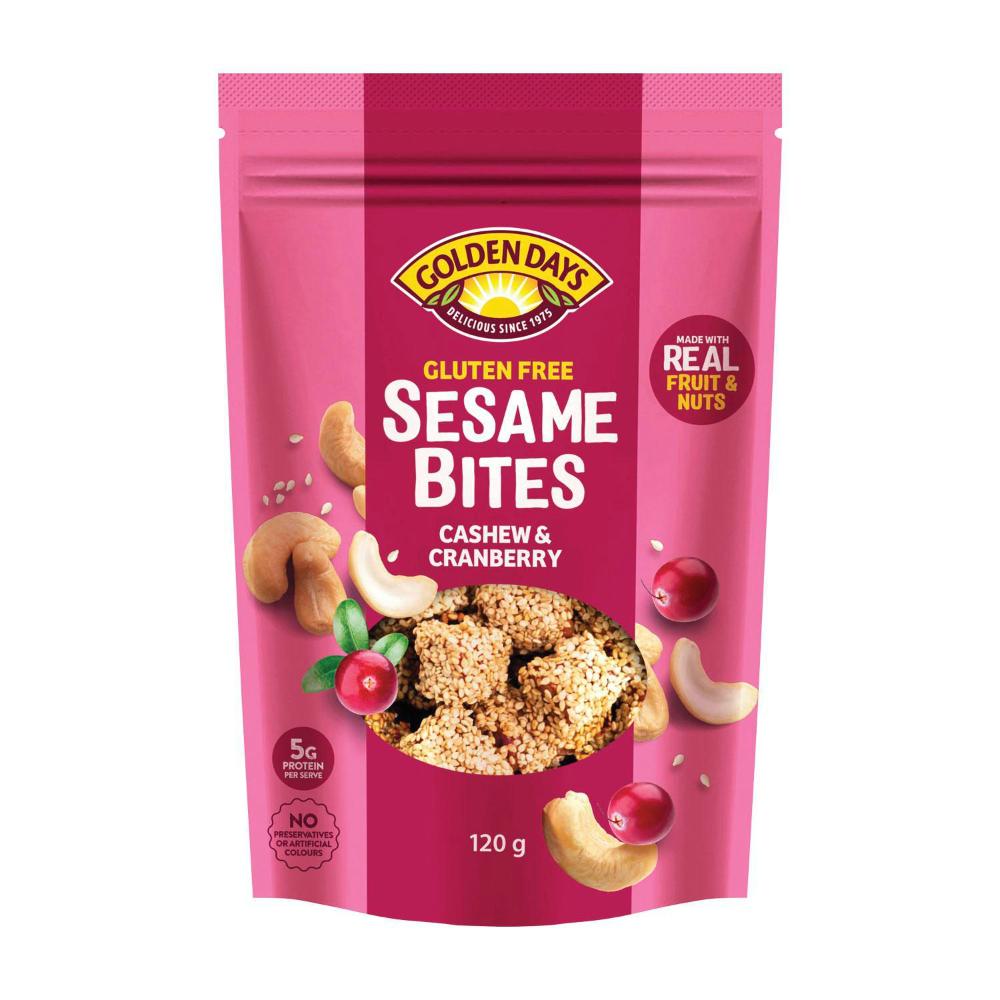 Buy Golden Days Sesame Bites Cashew & Cranberry 120GRAM | Coles