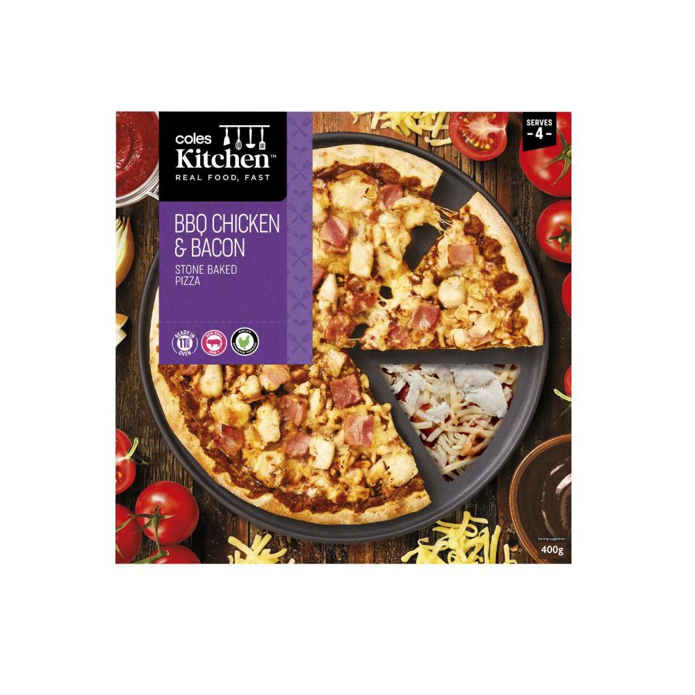 Buy Coles Kitchen BBQ Chicken & Bacon Pizza 400g | Coles