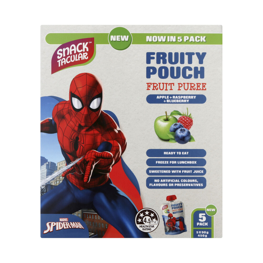Buy Snacktacular Disney Fruit Pouch Raspberry Blueberry 5X90g 450g | Coles