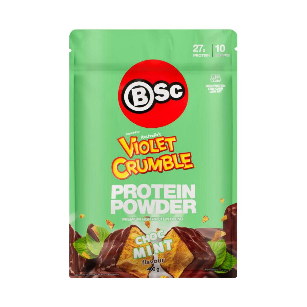Buy BSC X Violet Crumble Protein Powder Choc Mint 400g | Coles