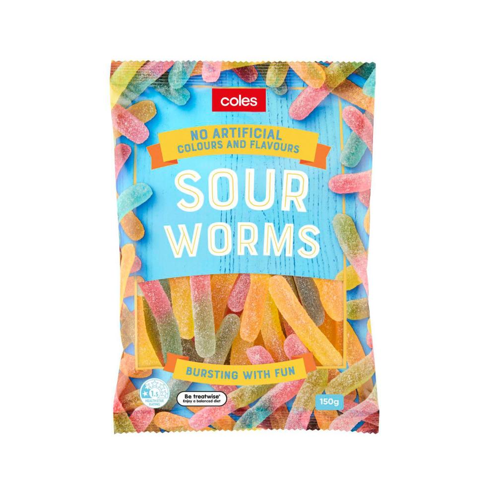 Buy Coles Sour Worms 150g | Coles