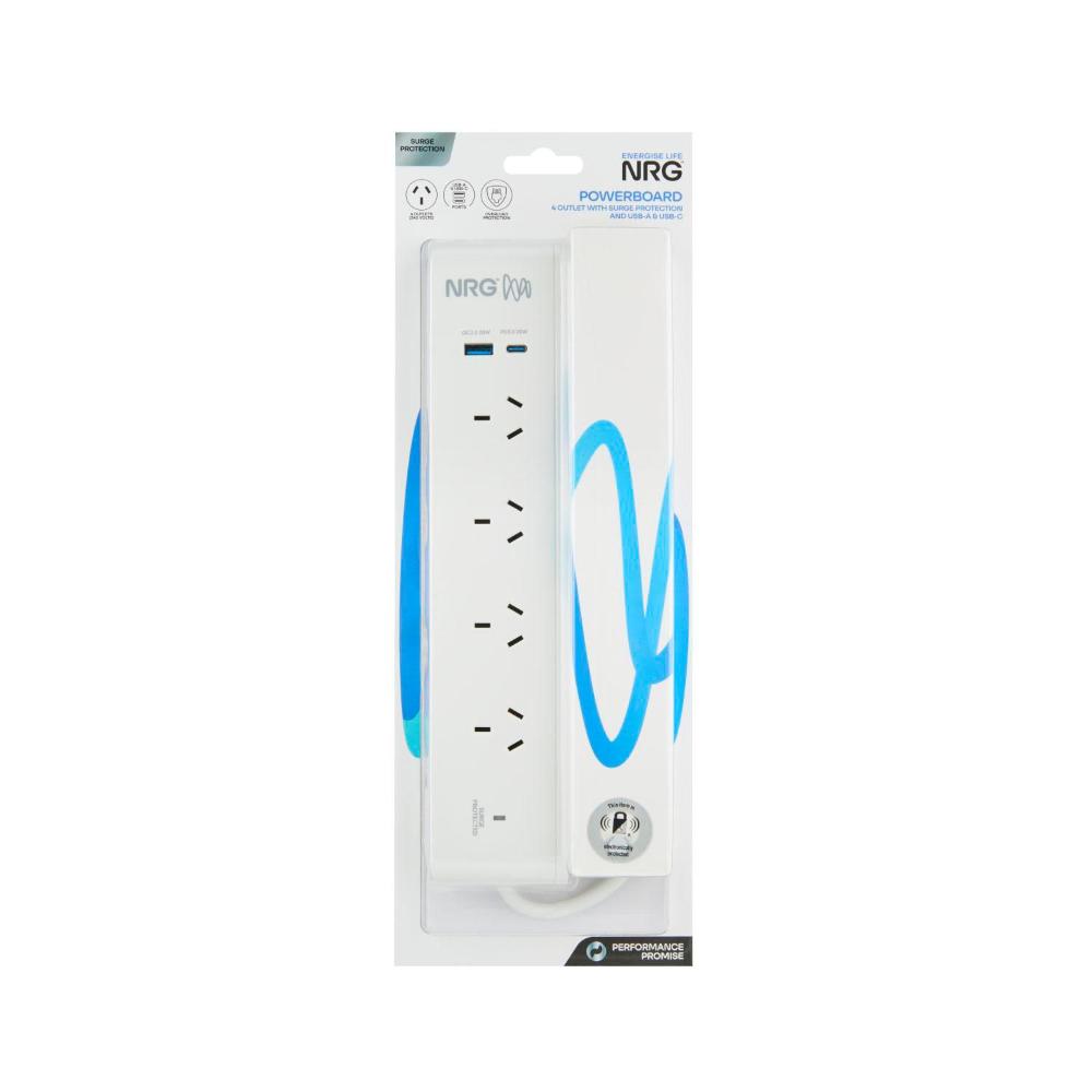 Buy NRG Powerboard 4 Outlet With Surge Protection And Usb-a & Usb-c 1 ...