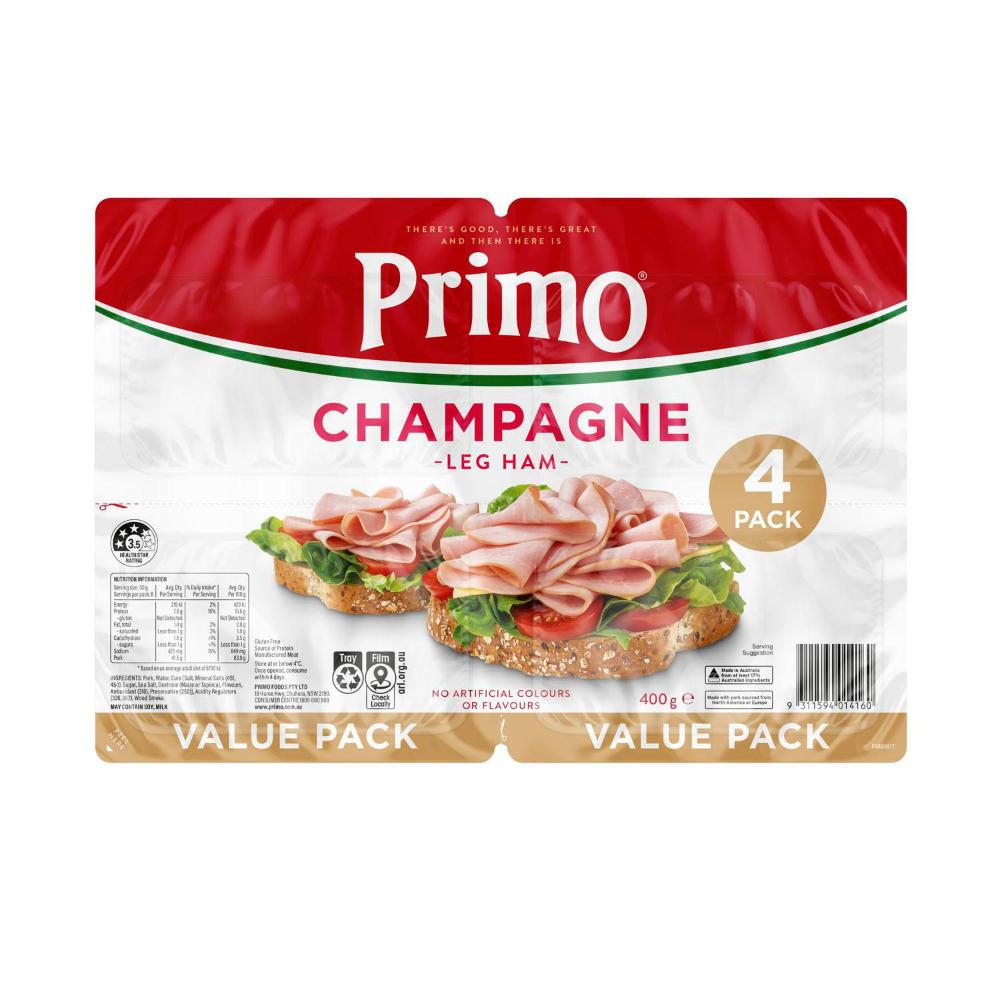 Buy Primo Champagne Leg Ham 4 Pack 400g | Coles