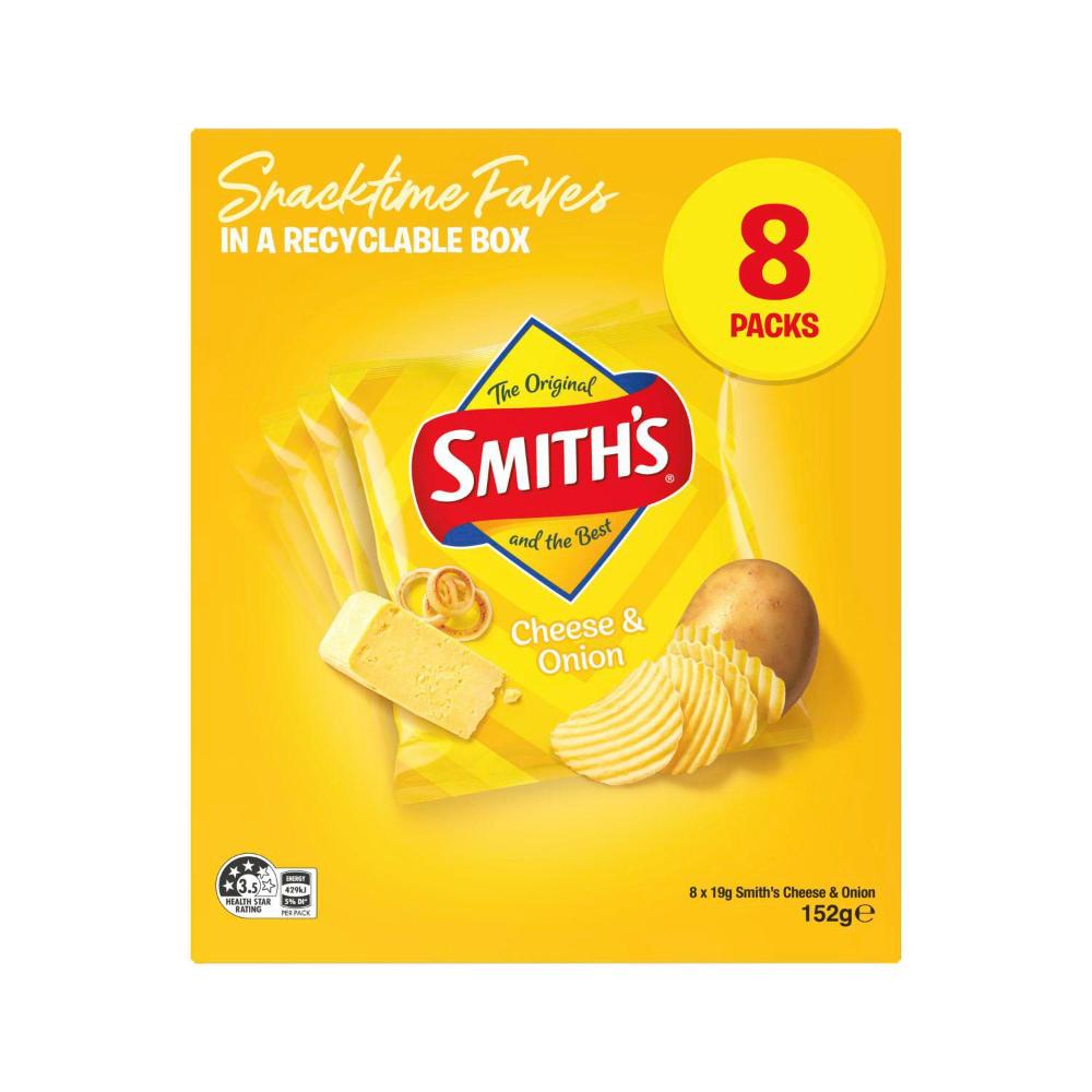 Buy Smith's Potato Chips Lunchbox Multipack Cheese & Onion 8 Pack 152g ...