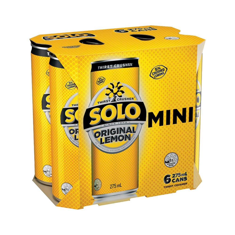 Buy Solo Lemon Soft Drink 6x275mL 6 Pack | Coles