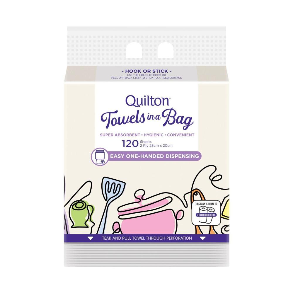 Buy Quilton 2-Ply Paper Towel In A Bag 120 Pack | Coles