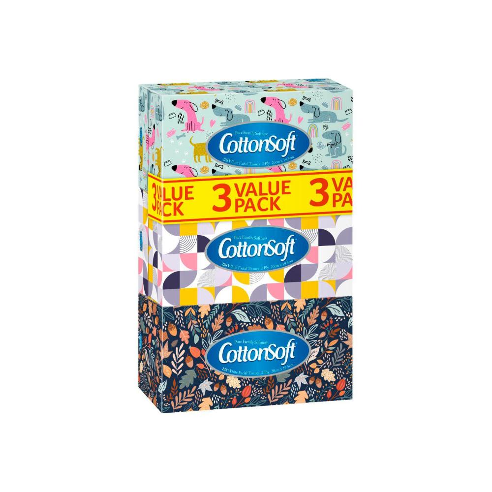 Buy Cottonsoft 2-ply Facial Tissue 3 Pack | Coles