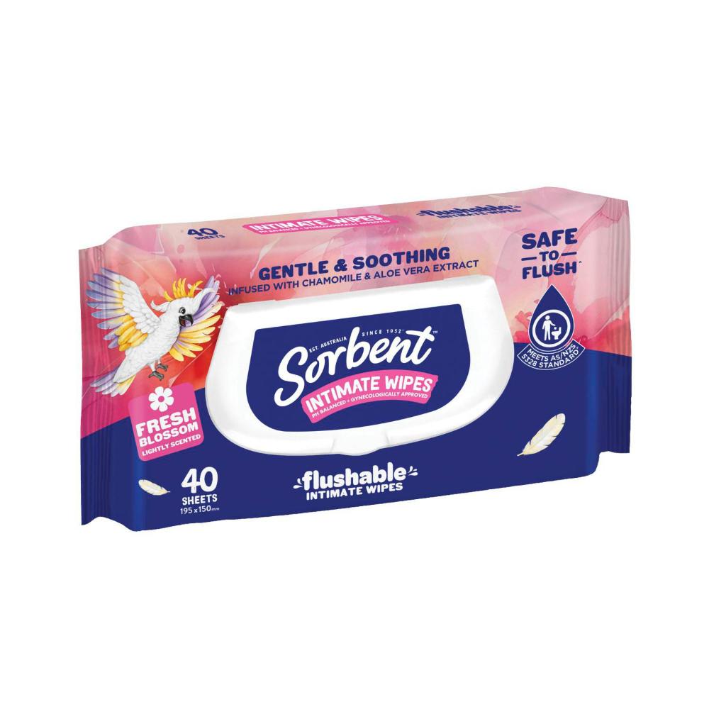 Buy Sorbent Intimate Flushable Toilet Wipes 40 Pack | Coles