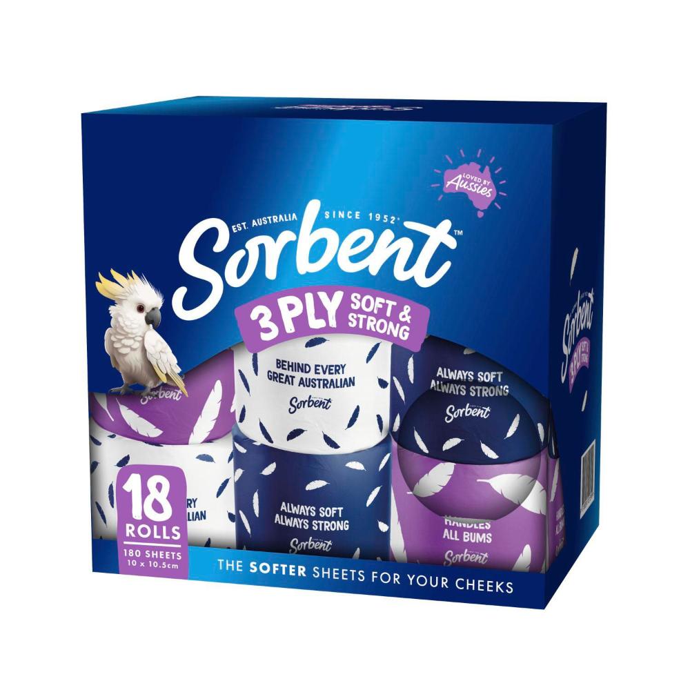 Buy Sorbent 3-ply Soft & Strong Individually Wrapped Toilet Paper 18 ...