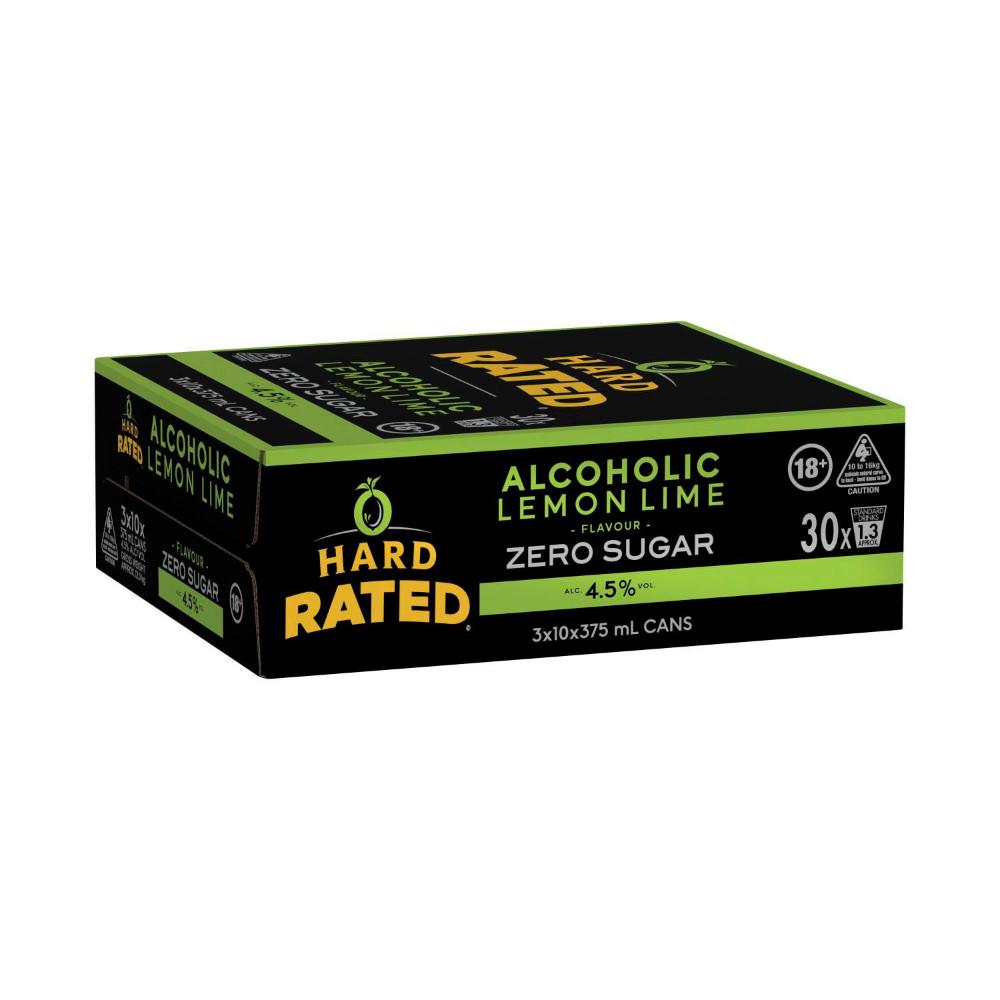Buy Hard Rated Lemon Lime Zero Sugar Can 375ml 30 Pack | Coles
