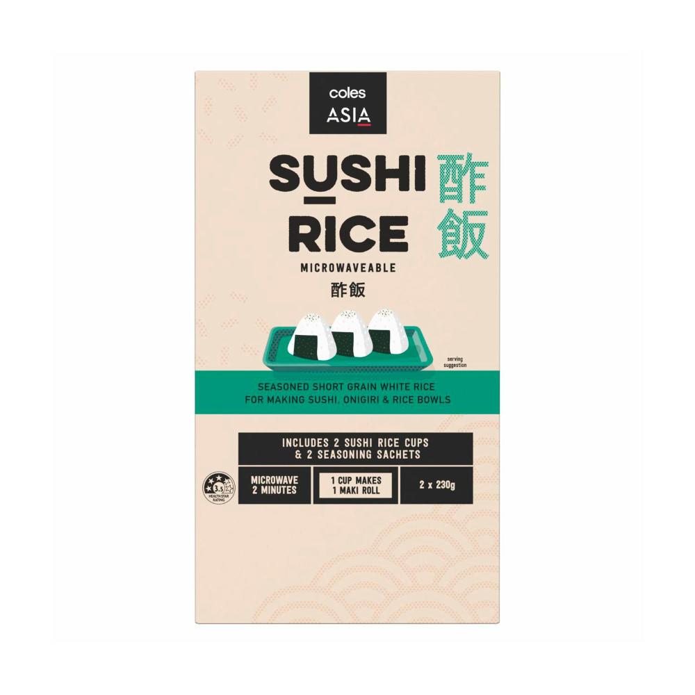 Buy Coles Asia Microwaveable Sushi Rice With Seasoning Twin Pack 460g ...