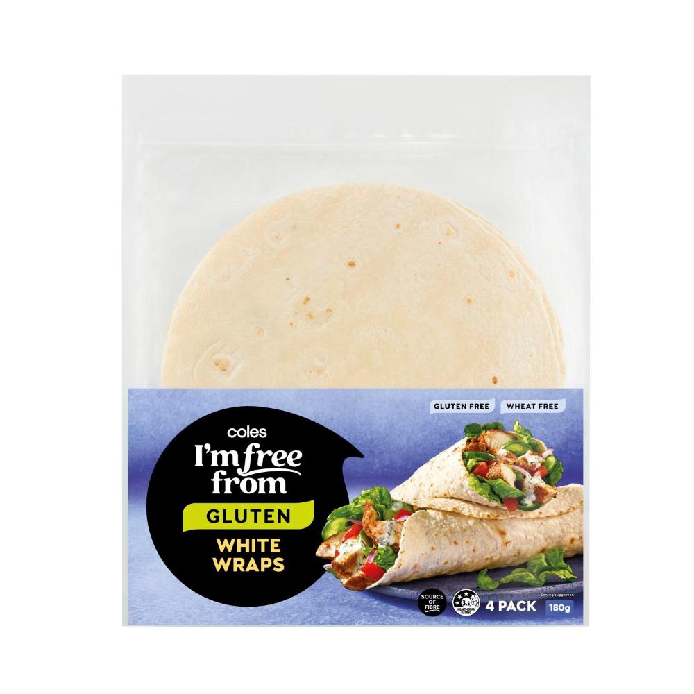 Buy Coles I'm Free From White Wrap 4 Pack 180g | Coles