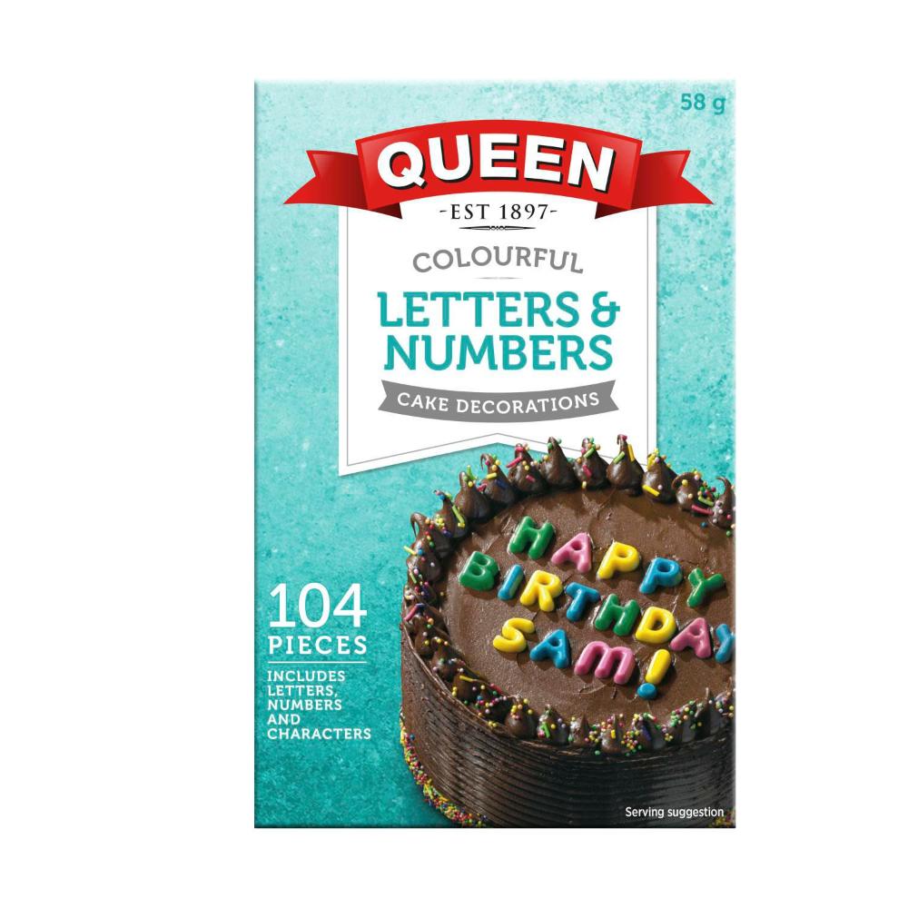 Buy Queen Colourful Letters And Numbers 50g | Coles