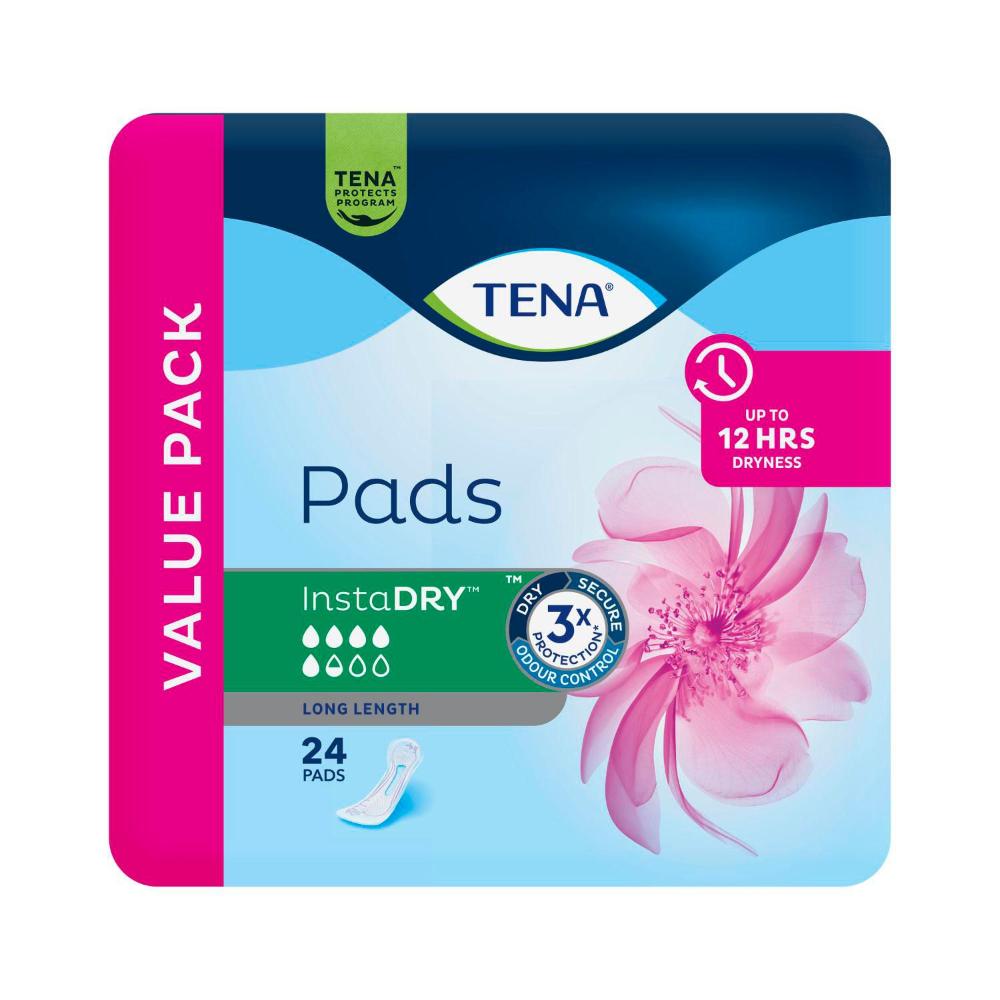 Buy Tena Insta Dry Pads Long 24 Pack | Coles