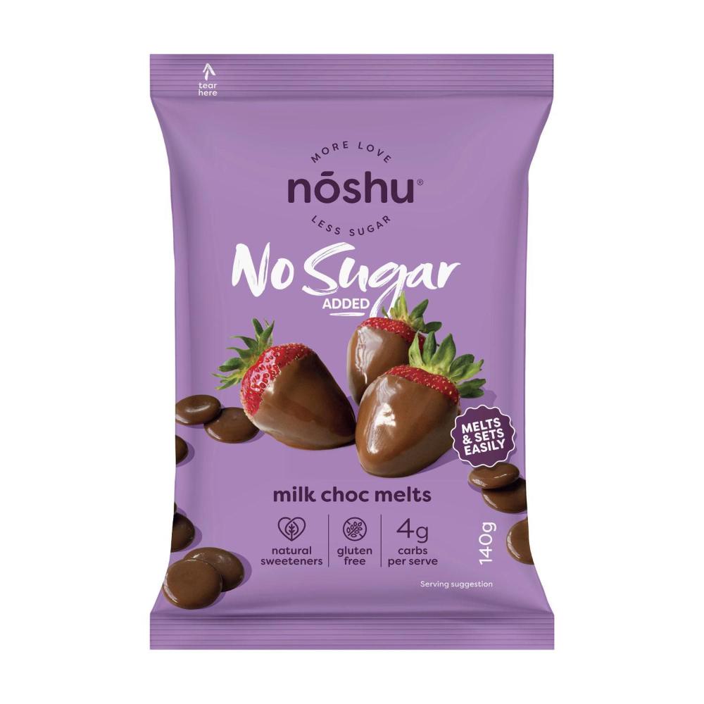 Buy Noshu No Sugar Added Milk Choc Melts 140g | Coles
