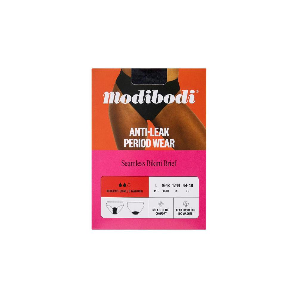 Buy Modibodi Comfort Period Brief Black Moderate Size L 16-18 1 Pack ...