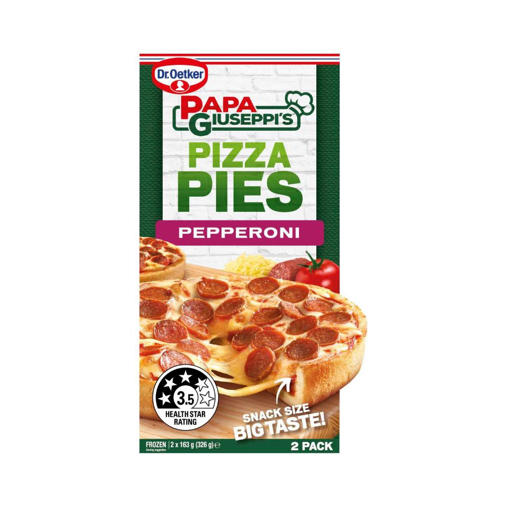 Buy Papa Giuseppi's Frozen Pizza Pies Snack Pepperoni 2 Pack 326g | Coles