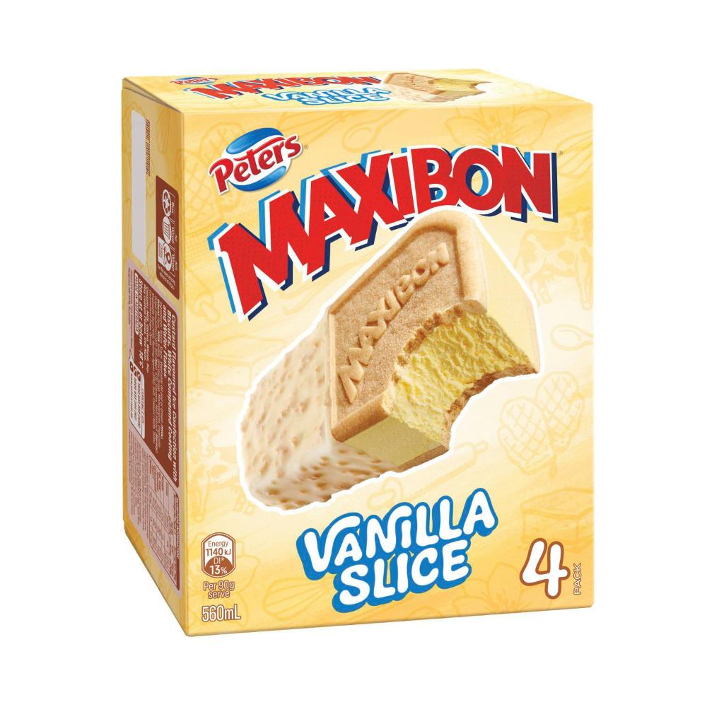 Buy Peters Maxibon Vanilla Slice Ice Cream 4 Pack 560mL | Coles
