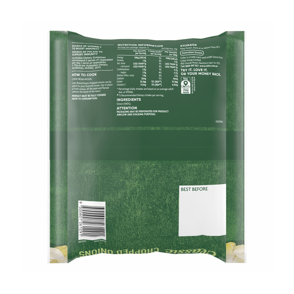 Buy Coles Frozen Onions Chopped 500g | Coles