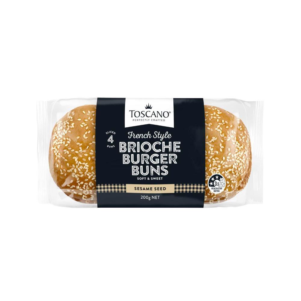 Buy Toscano Sesame Brioche Burger Bun 200g | Coles