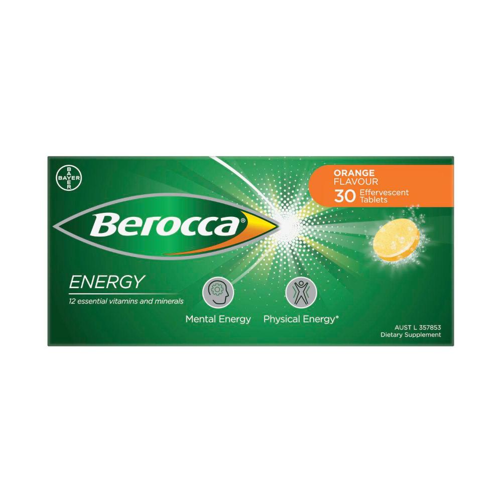 Buy Berocca Energy Vitamin B & C Orange Flavour Effervescent Tablets 30 ...