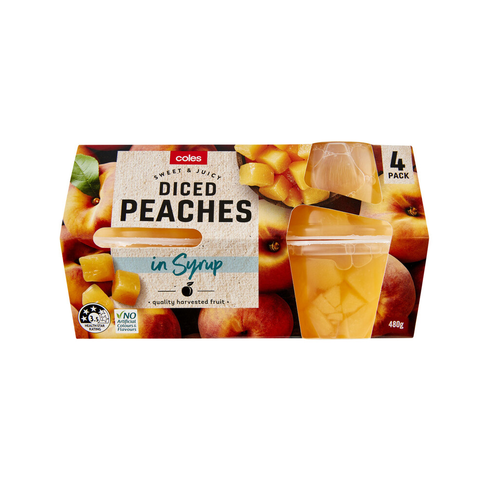 Buy Coles Diced Peaches in Syrup 4 Pack 480g | Coles