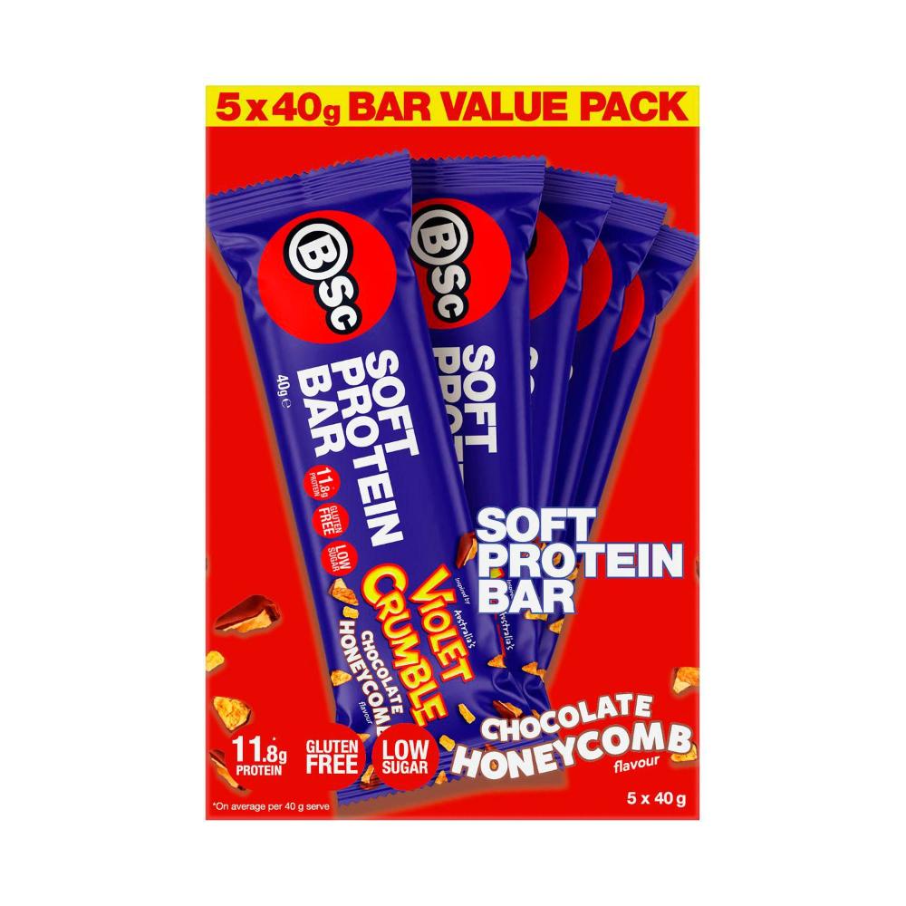 Buy BSc X Violet Crumble Soft Protein Bar Chocolate Honeycomb 5 Pack ...
