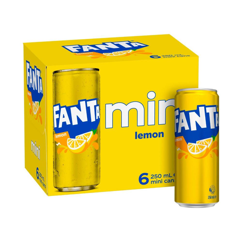 Buy Fanta Flavours Lemon Cans 250ml 6 Pack | Coles